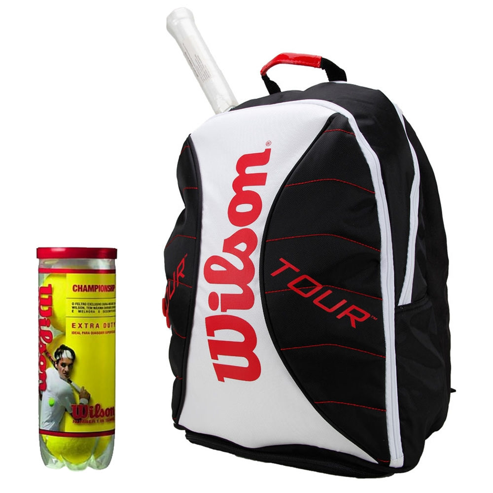Mochila Wilson > Tour New Preta, Branca e Vermelha + Tubo de Bolas ...
