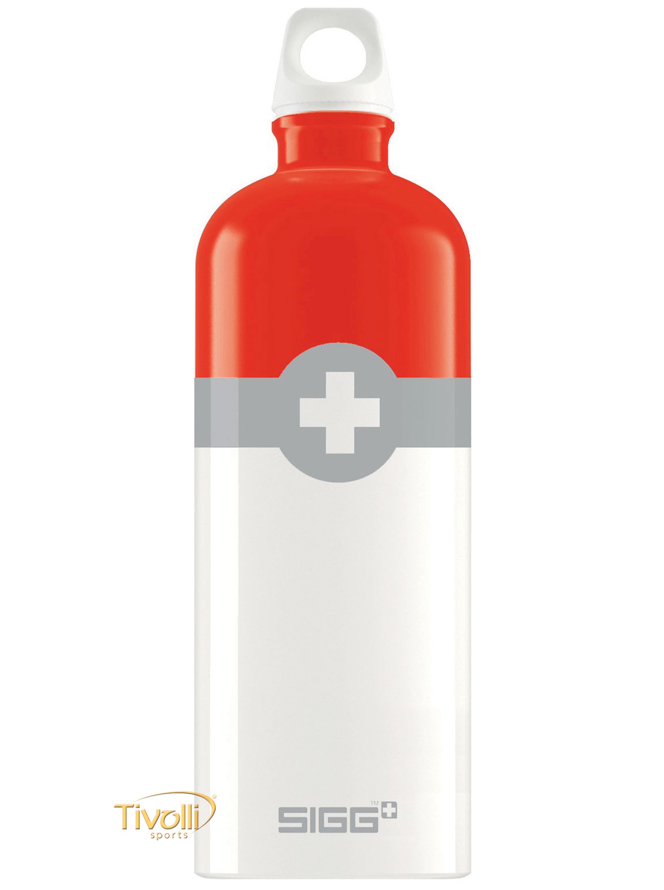 Garrafa Sigg Swiss Logo Red 1 Litro > Branca, Cinza e Vermelha >