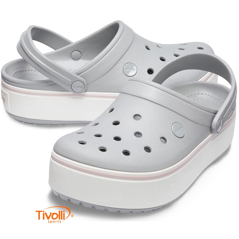 Sandália Crocs Crocband Platform Clog > cinza silver >
