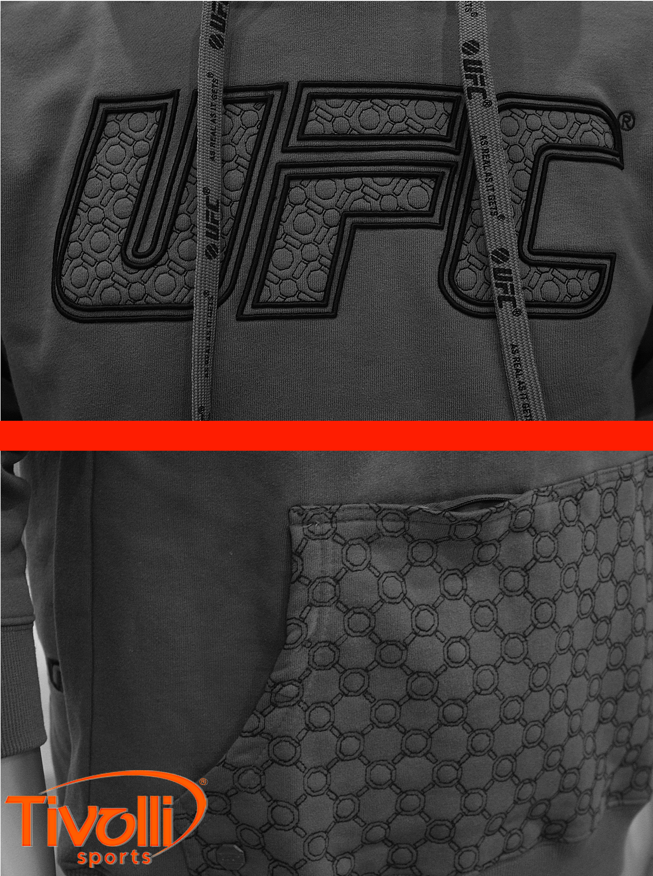 Jaqueta UFC Moletom com Capuz > Cinza >