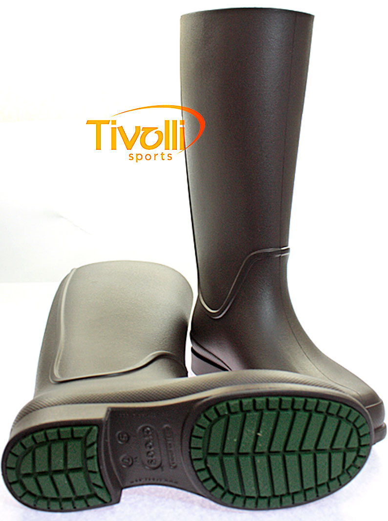Galocha Crocs Wellie Rain Boot > Bota marrom café/verde >