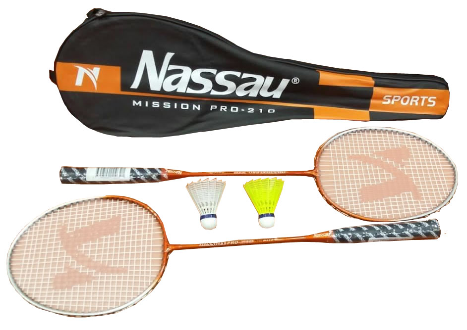 Kit de Badminton Nassau > 2 Raquetes + 2 Petecas >